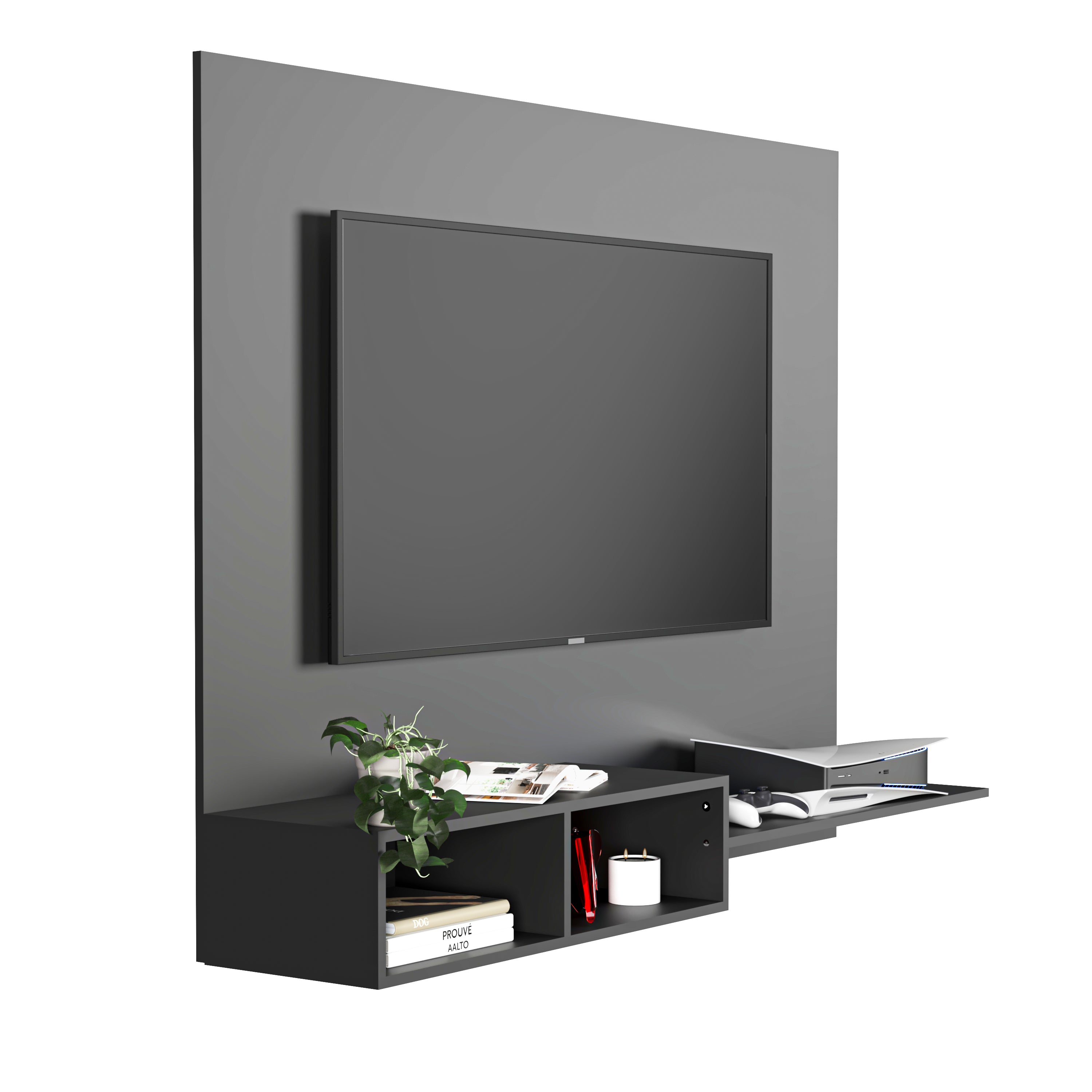 Mueble De Tv Panel Panorama Negro – MORU MUEBLES